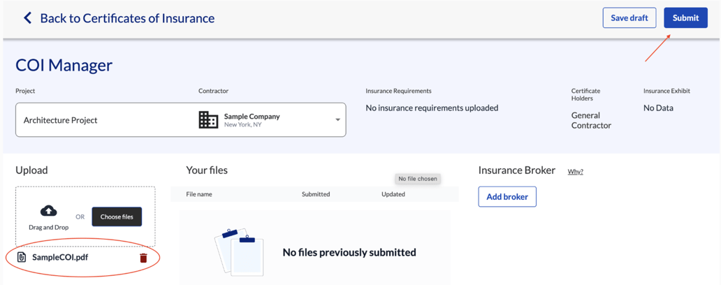 Where do I upload COIs or renewals?