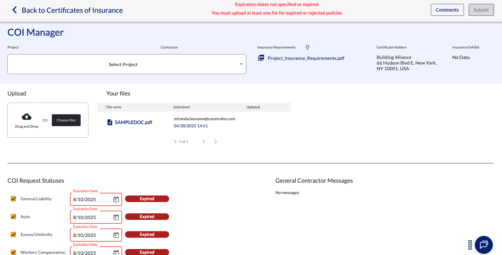How do I upload partial coverage?