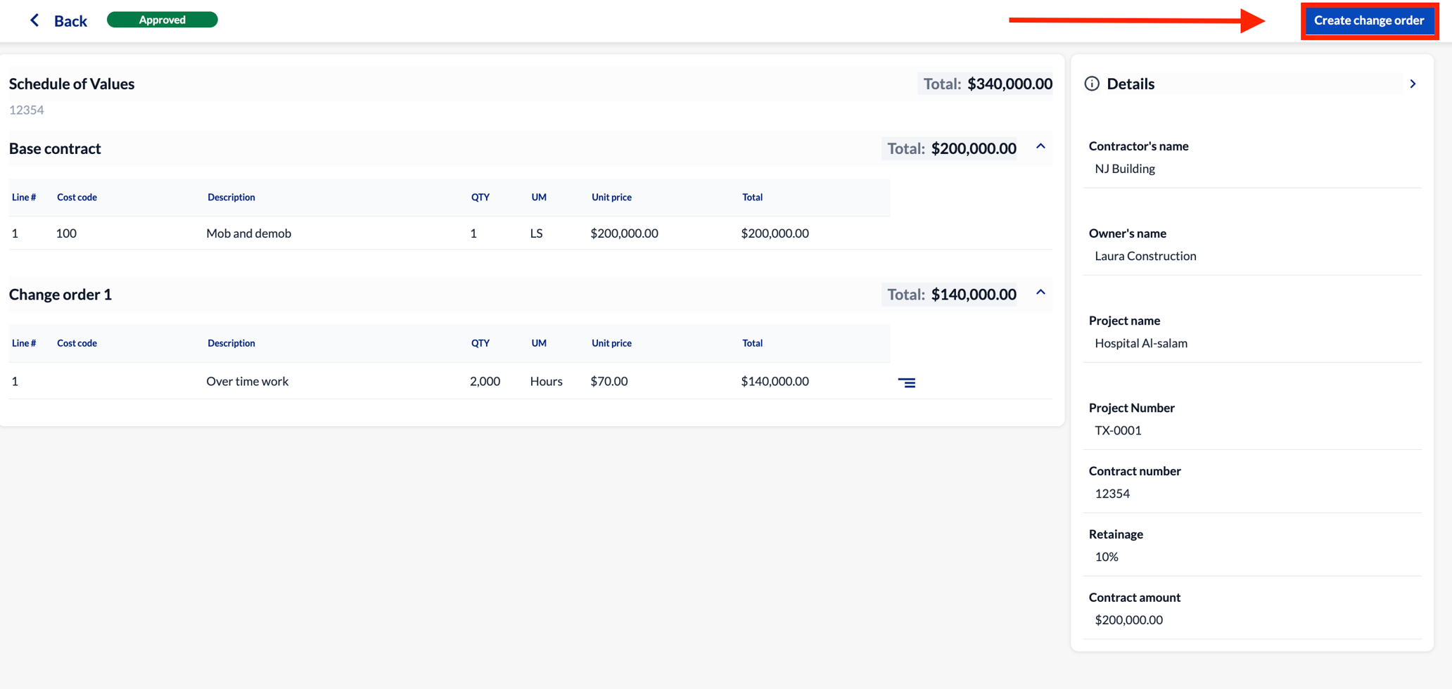 How do I create a change order to an SOV?