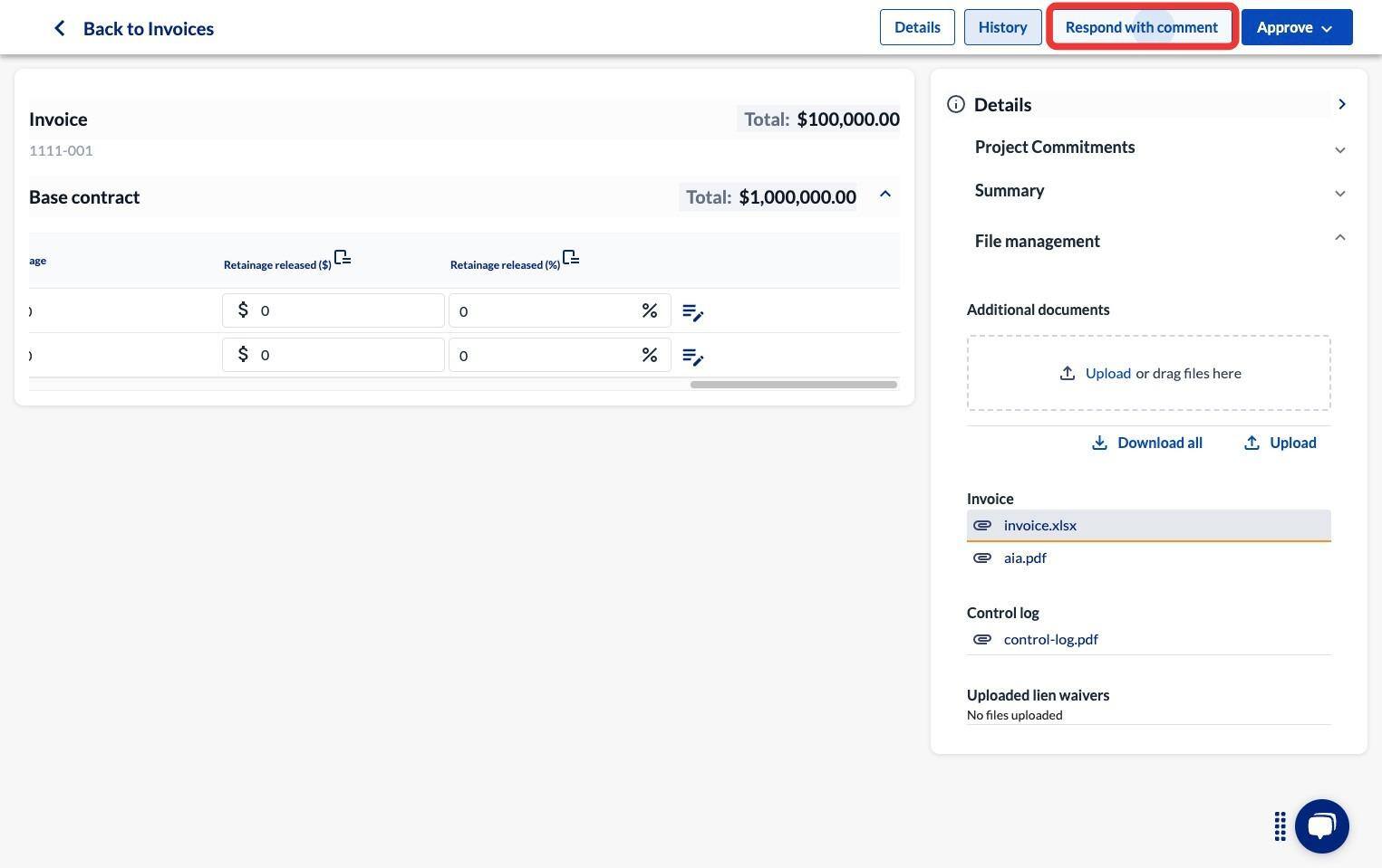 How do I review and approve an invoice on Constrafor?